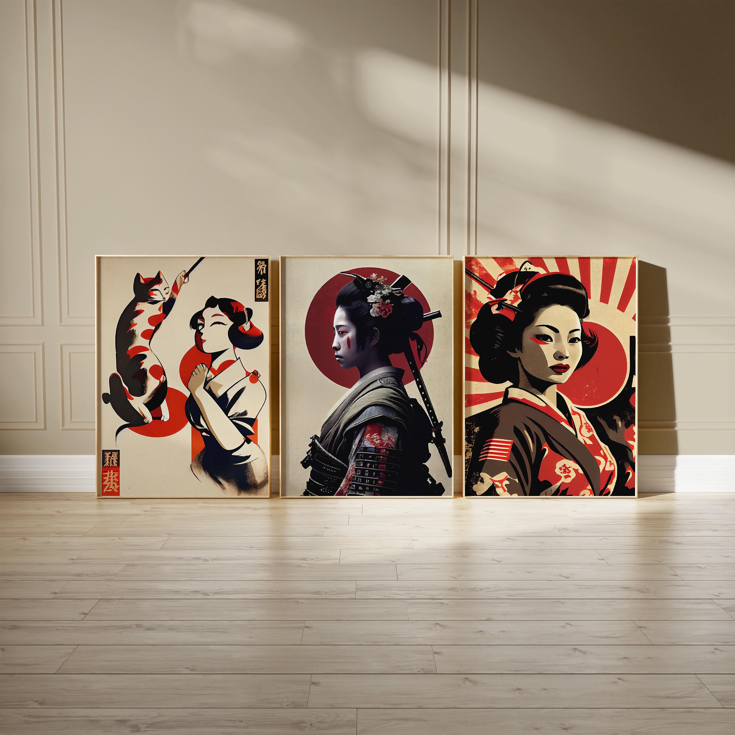 Japanese Set Of 3 Geisha Limited Edition Posters (No Frame)