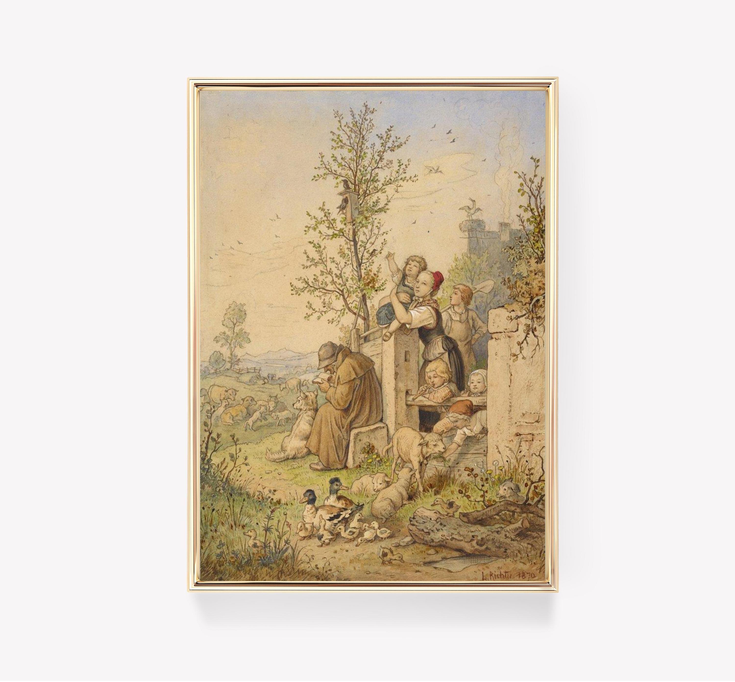 Monk In Spring Ludwig Richter Awesome Poster (No Frame)