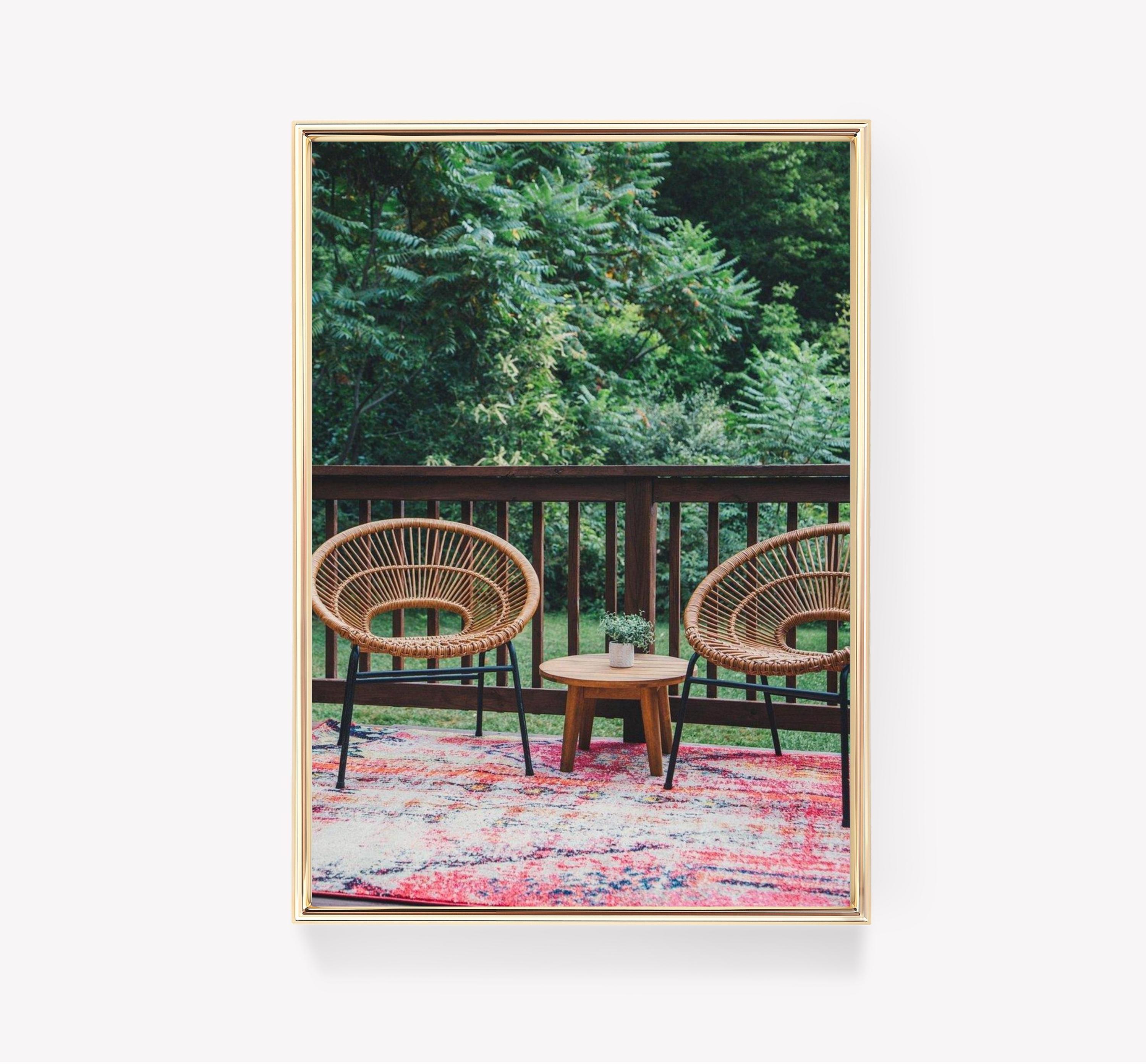 Outdoor Seating Rattan Chairs Wooden Table Limited Edition Posters (No ...